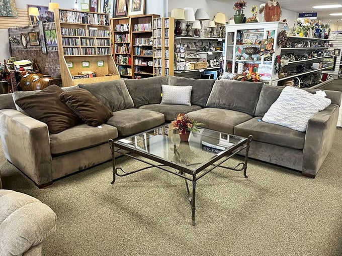 This sectional hasn't just been gently used—it's been gently loved into that perfect level of comfort that new sofas take years to achieve.