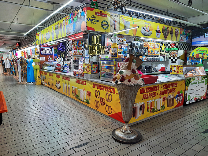 The ice cream stand beckons with sweet promises—because nothing complements a day of bargain hunting like a triple-scoop sugar rush.