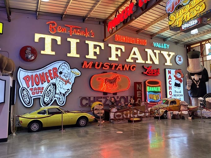 Vintage signs and classic cars create an immersive experience that feels like stepping into a time capsule. 