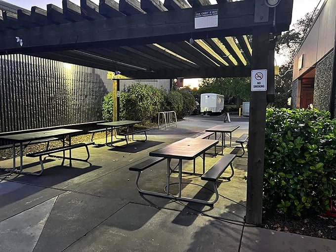 Outdoor seating for those Idaho mornings when the air is as fresh as the coffee. Nature's dining room, no reservation required.