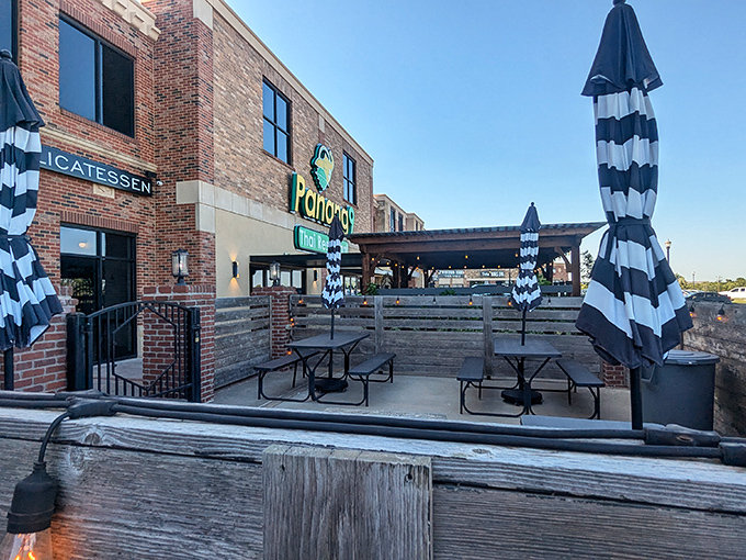 The outdoor patio – where fresh air and fresh sandwiches come together in a marriage blessed by the sandwich gods themselves.