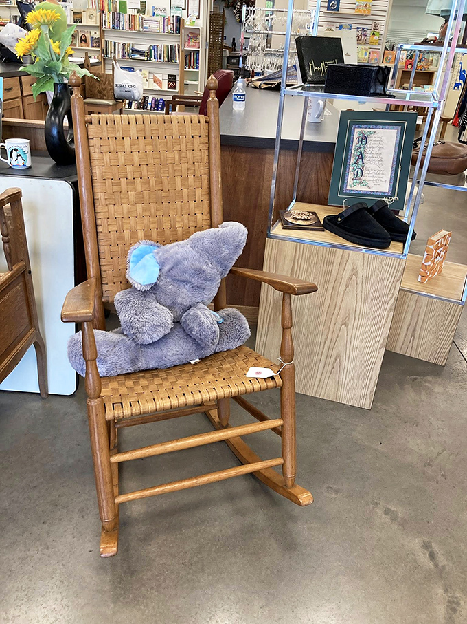 This rocking chair has witnessed bedtime stories across generations and stands ready for yours—teddy bear companion included.