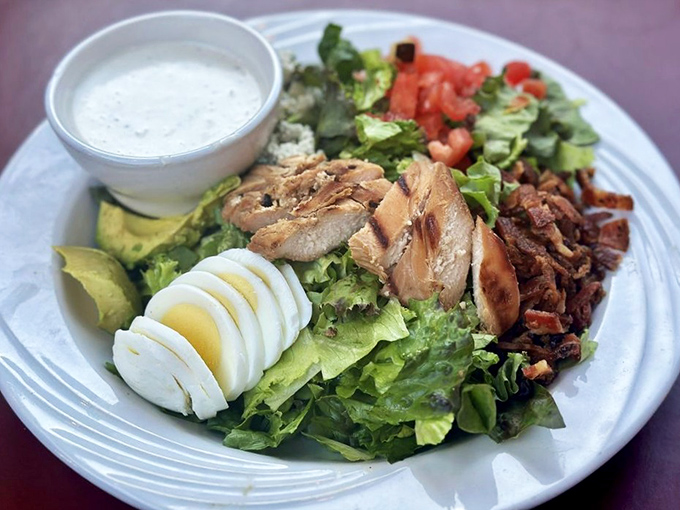 Even the salads here mean business—a protein-packed powerhouse that proves healthy eating doesn't have to feel like punishment.