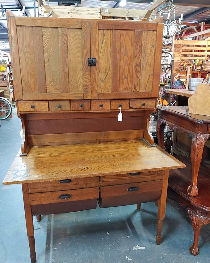 Solid oak craftsmanship from an era when furniture was built to outlast its owners—and possibly civilization itself.