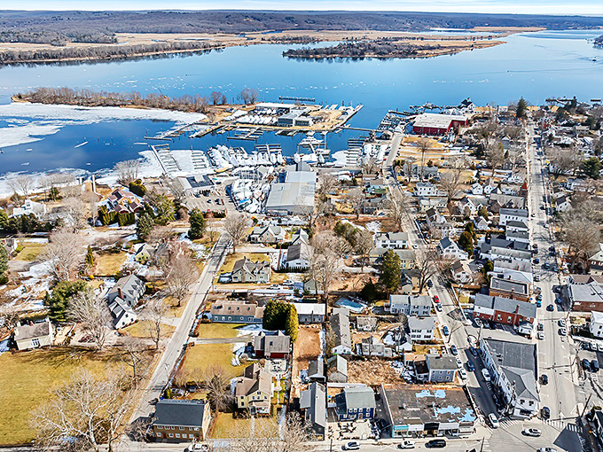 From above, Essex reveals its perfect balance of nature and civilization – a town that knows exactly how much development is just right.