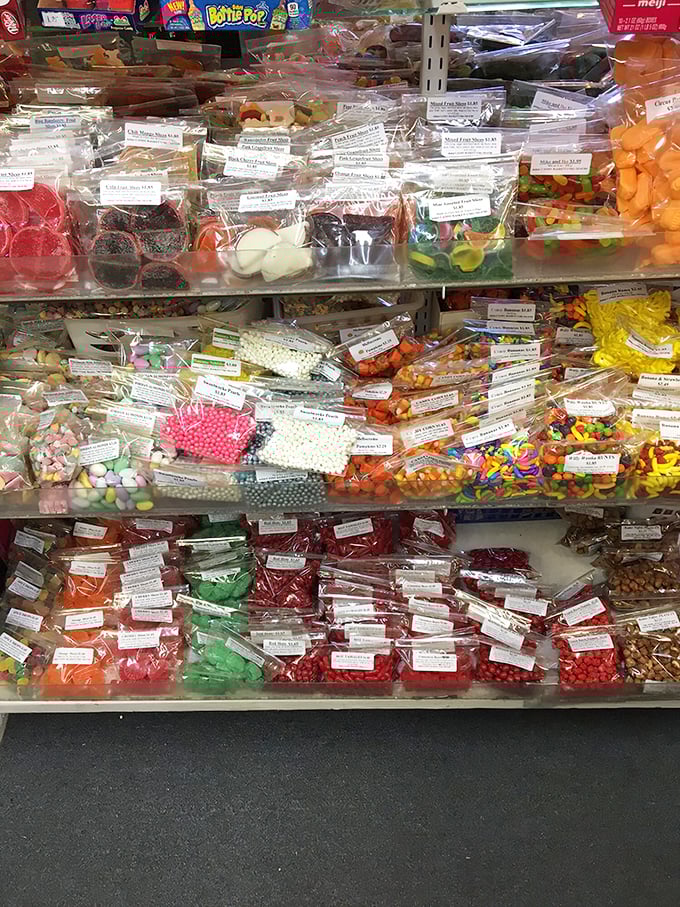 A treasure map of bagged delights, each labeled for the sweet adventurer. The candy equivalent of "Choose Your Own Adventure."