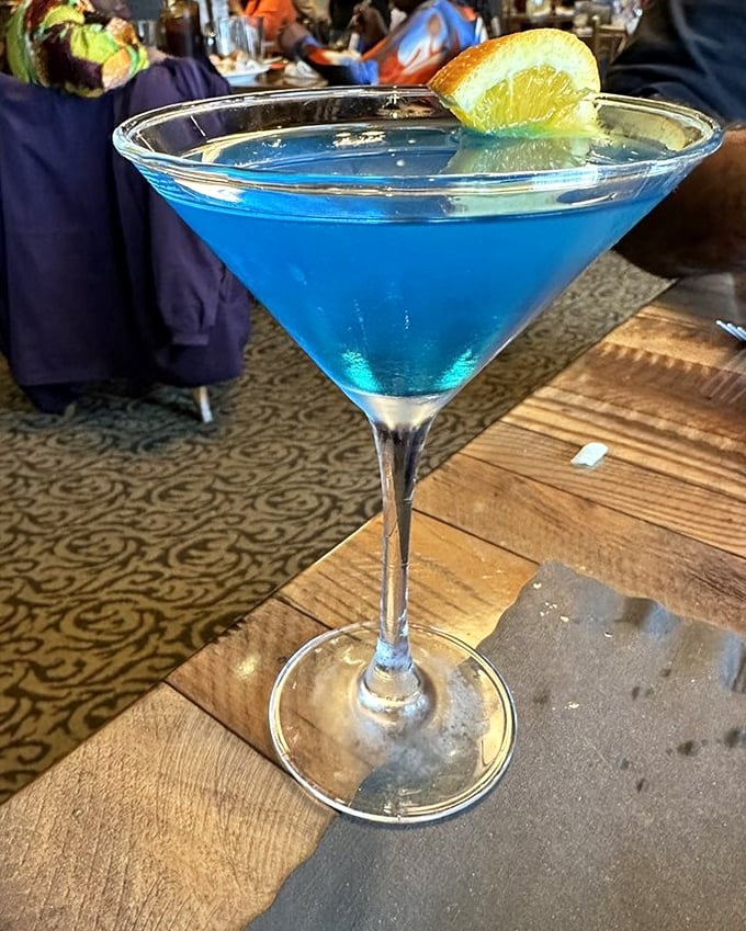 Electric blue cocktail that proves Lancaster County isn't all buttermilk and apple cider. Even the Amish might raise an eyebrow—approvingly.