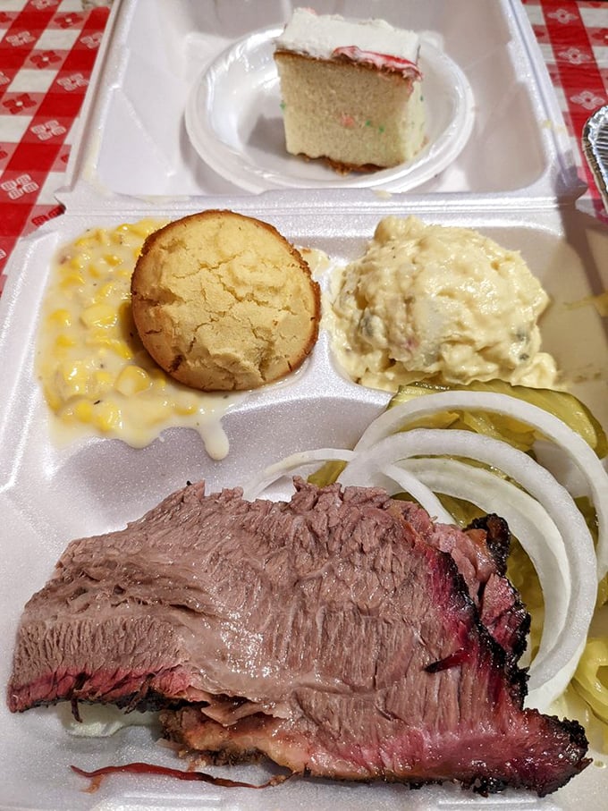 This isn't just lunch—it's edible history. The cornbread, potato salad, and brisket form a trinity as sacred to Texans as the Alamo.