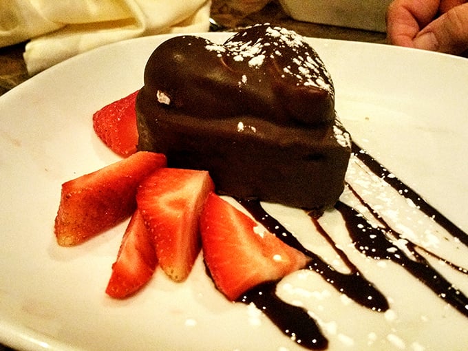 A chocolate dessert that doesn't just end the meal—it provides closure while simultaneously planning your return visit.