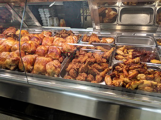 Rotisserie chickens that have achieved golden-brown perfection. These birds have fulfilled their destiny in the most delicious way possible. 