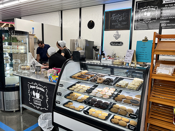Fresh-baked cookies and pastries that make diets spontaneously combust—resistance is futile when faced with this display case of temptation.