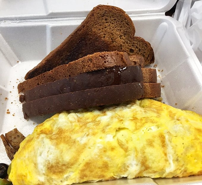 Breakfast at Reuben's means perfectly executed classics like this fluffy omelet with toast—simple food that somehow tastes better here than anywhere else.
