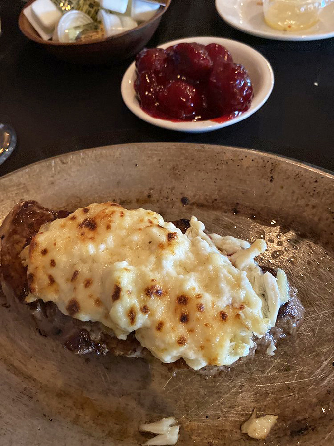 Behold the filet with crab imperial—where land meets sea in a romance so perfect it deserves its own Nicholas Sparks novel.