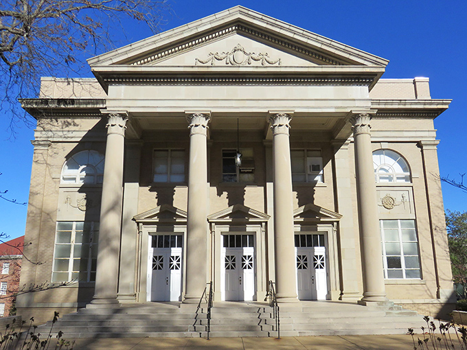 Fulton Chapel's imposing columns stand like sentinels guarding culture itself—a temple to the arts in Mississippi's Athens of the South.