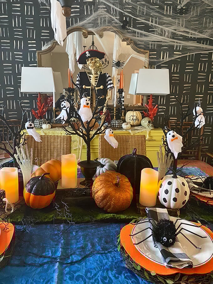 Halloween displays worthy of a department store showcase the thrift store's seasonal transformation—spooky finds at not-so-frightening prices.