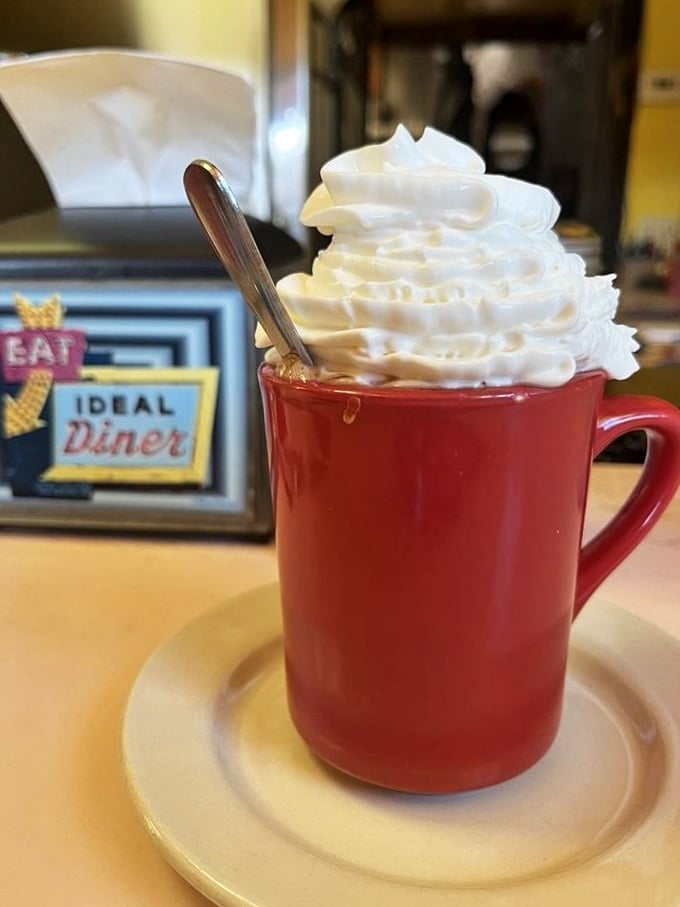 Hot chocolate that doesn't need to be "artisanal" or "craft"—just topped with a cloud of whipped cream that makes adults feel like kids again.