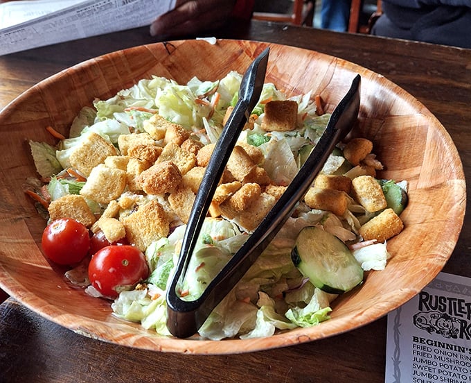 Even the house salad gets the royal treatment with fresh ingredients and that signature Western hospitality touch.