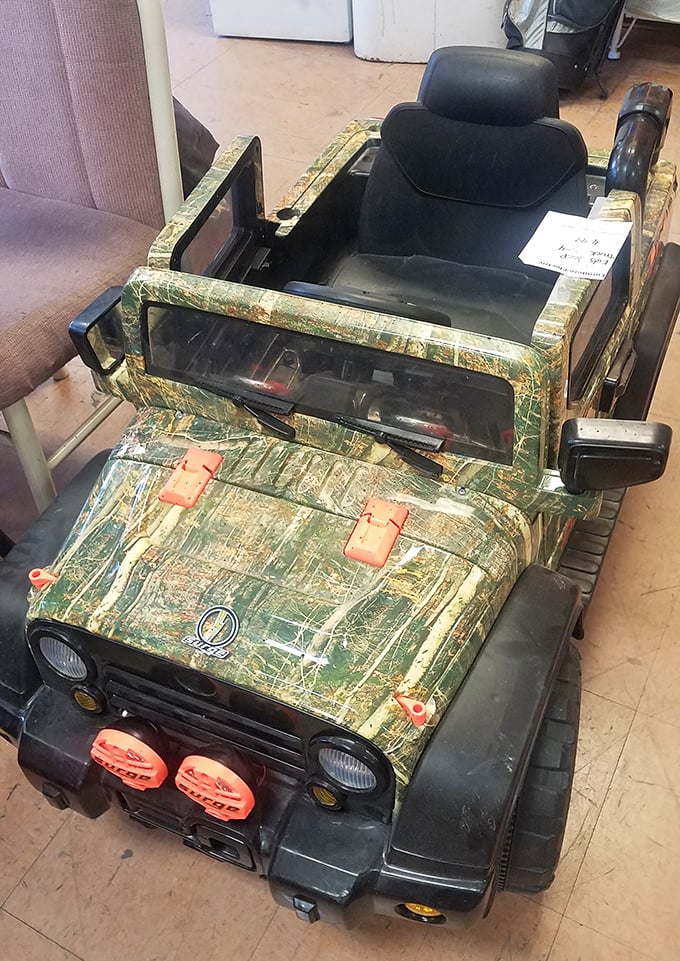 Adventure awaits the lucky child who discovers this rugged ride-on Jeep—proof that imagination vehicles don't require premium gas or insurance.