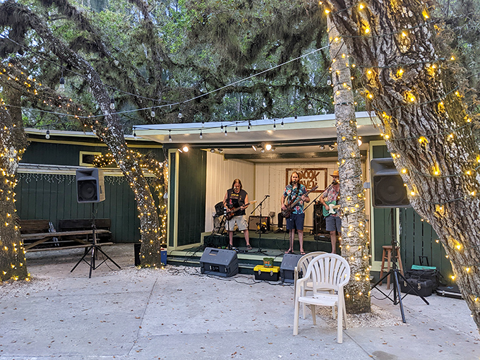 Local musicians turn up the Florida folk charm. The outdoor stage at Snook Haven proves that the best entertainment doesn't need fancy production—just passion and a porch.