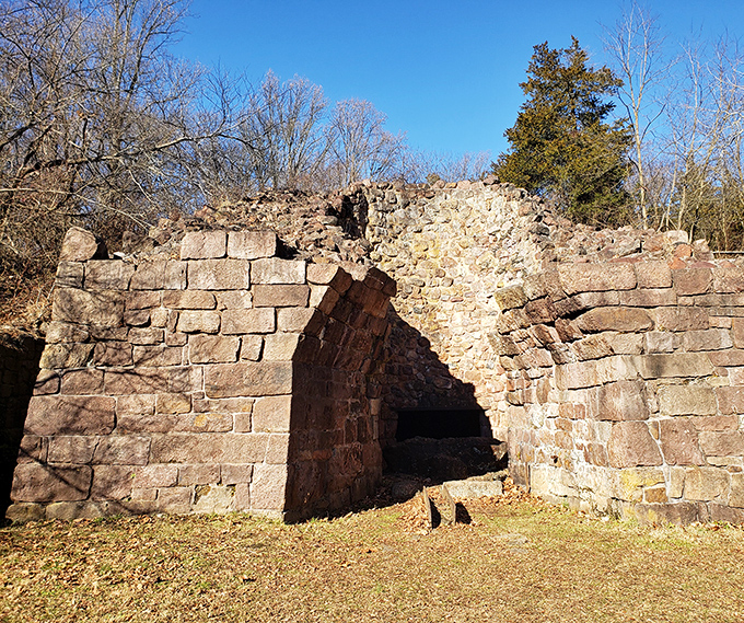 Historic stone ruins whispering tales of Pennsylvania's industrial past. If these walls could talk, they'd probably complain about centuries of weather exposure.