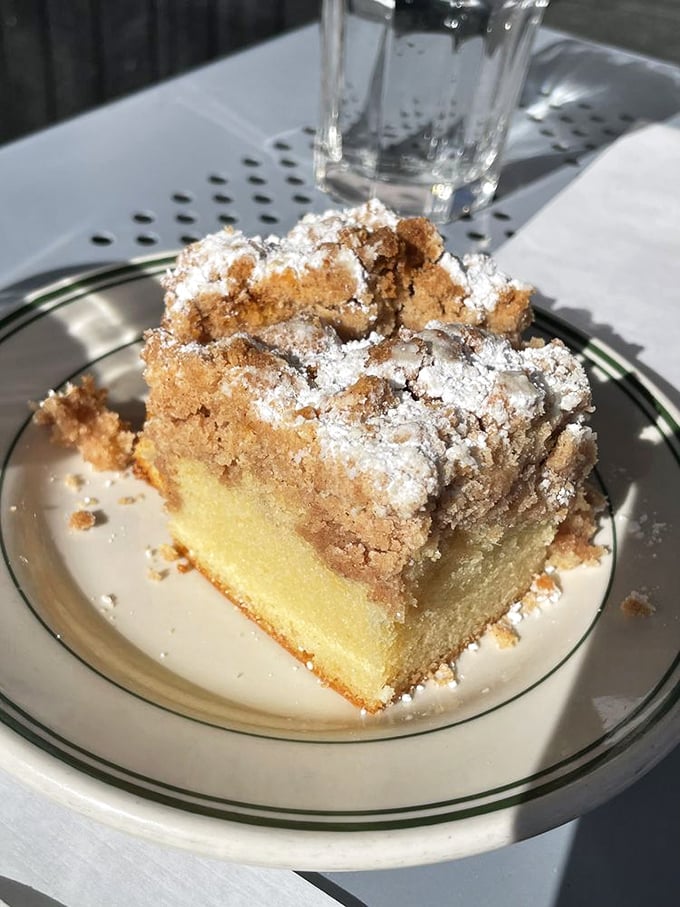 Not all heroes wear capes; some wear crumb toppings. This old-fashioned cake is the perfect sweet finale to a savory breakfast symphony.