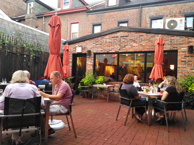 The brick patio offers an urban oasis where the only pressing concern is whether to order another round or save room for dessert.