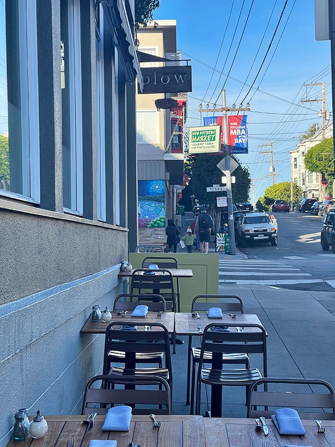 Sidewalk seating where you can people-watch while pancake-eating—a quintessential San Francisco morning ritual worth savoring.