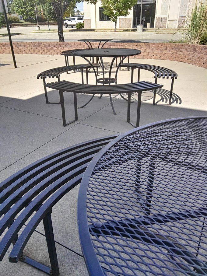 The outdoor seating area—strategically designed for maximum custard enjoyment and minimum melting crisis management.