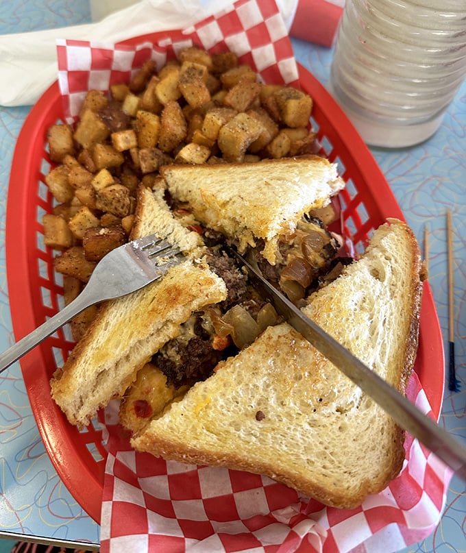 The patty melt: that perfect middle ground between burger and grilled cheese that makes you question why we ever needed to complicate sandwiches further.