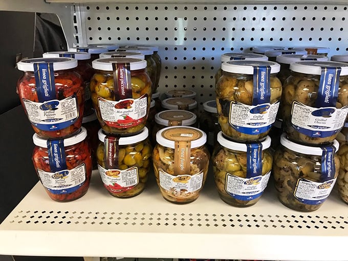 The pickle selection proves they understand the importance of acid balance—these jars of tangy treasures are the perfect sandwich companions.