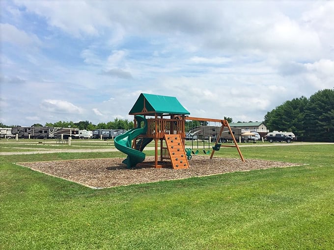 Even the playgrounds in Amish Country embrace simplicity, offering kids the radical concept of outdoor fun without requiring a charging station.