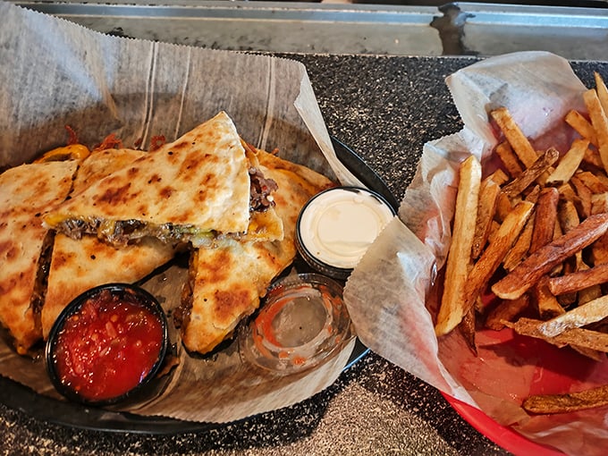 That quesadilla and fries combo isn't just lunch—it's therapy on a plate for under ten bucks. Take that, fancy wellness retreats.