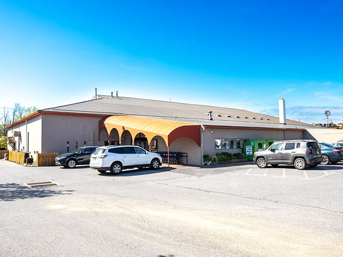 Even from the back, this unassuming building gives little hint of the fashion wonderland within—like a speakeasy, but for incredible deals instead of cocktails.