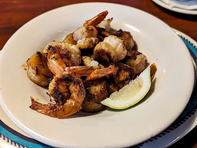 Blackened shrimp with that perfect Cajun kiss—proof that sometimes the simplest preparations let quality ingredients shine brightest.