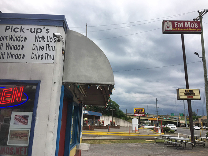 The beacon that guides hungry travelers to french fry nirvana. This sign has directed more food pilgrimages than any GPS ever could.