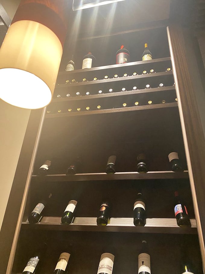 Temperature-controlled wine storage demonstrates the serious commitment to proper beverage service and quality standards here.