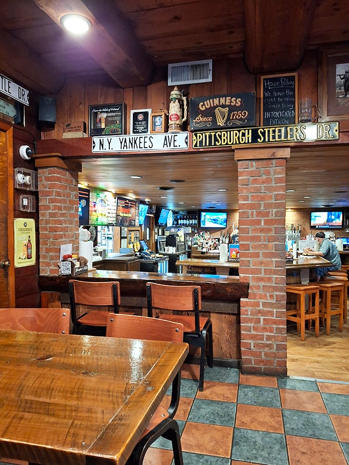 Where sports rivalries coexist peacefully on the walls, while patrons below unite in the universal language of good beer and better food.