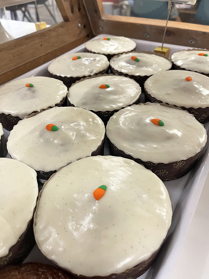 These carrot cupcakes with their tiny orange decorations aren't just cute—they're the perfect excuse to eat vegetables for dessert.