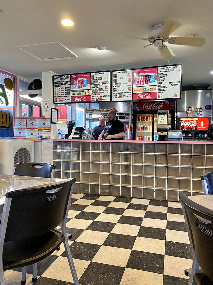 The counter where burger dreams come true. No fancy digital displays or buzzers – just the beautiful simplicity of ordering face-to-face.