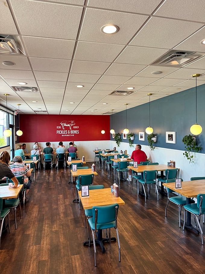 The dining room – where strangers become friends united by the universal language of "mmm" and the occasional sauce smudge.