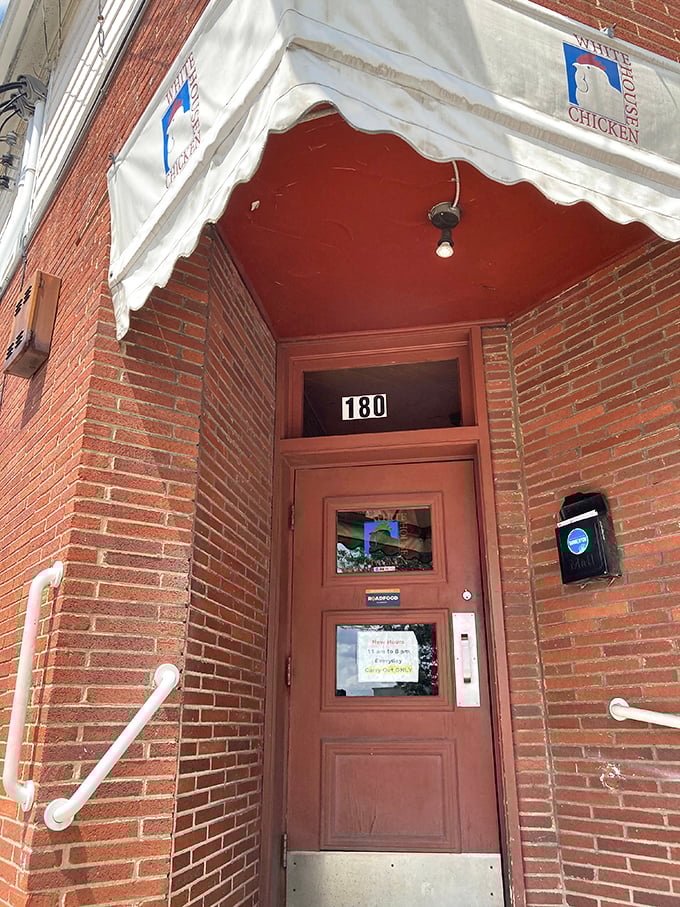 The unassuming entrance that doesn't hint at the culinary treasures within—like finding a secret doorway to fried chicken paradise.