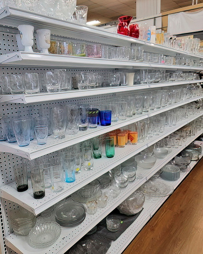 The glassware aisle sparkles with potential. These aren't just drinking vessels; they're future vessels for celebrations yet to come.