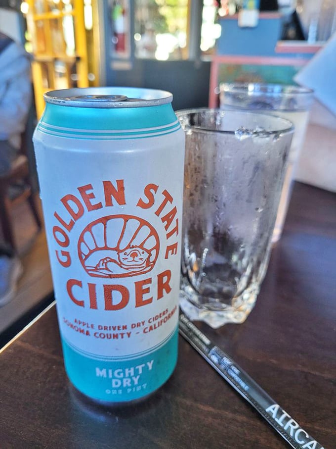 Nothing complements fresh seafood quite like a crisp local cider – California in a can, waiting to wash down your maritime feast.