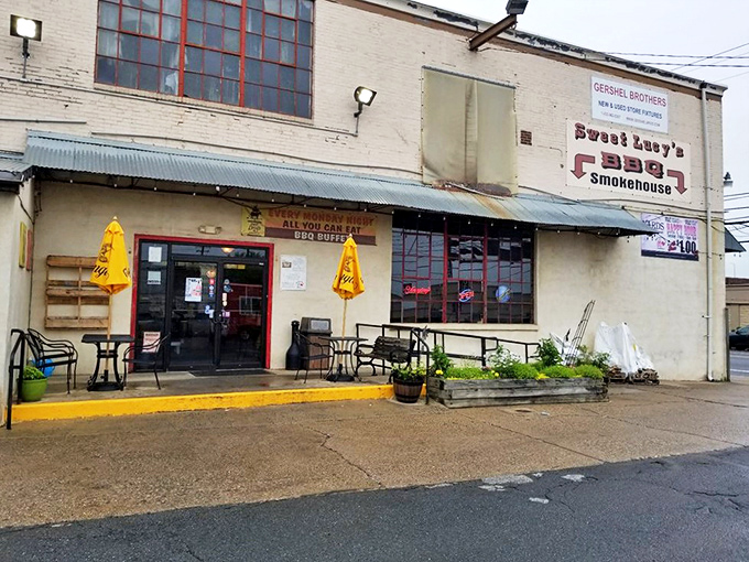 Sweet Lucy's doesn't need flashy architecture—the smoke signals rising from within tell you everything you need to know about what matters here.