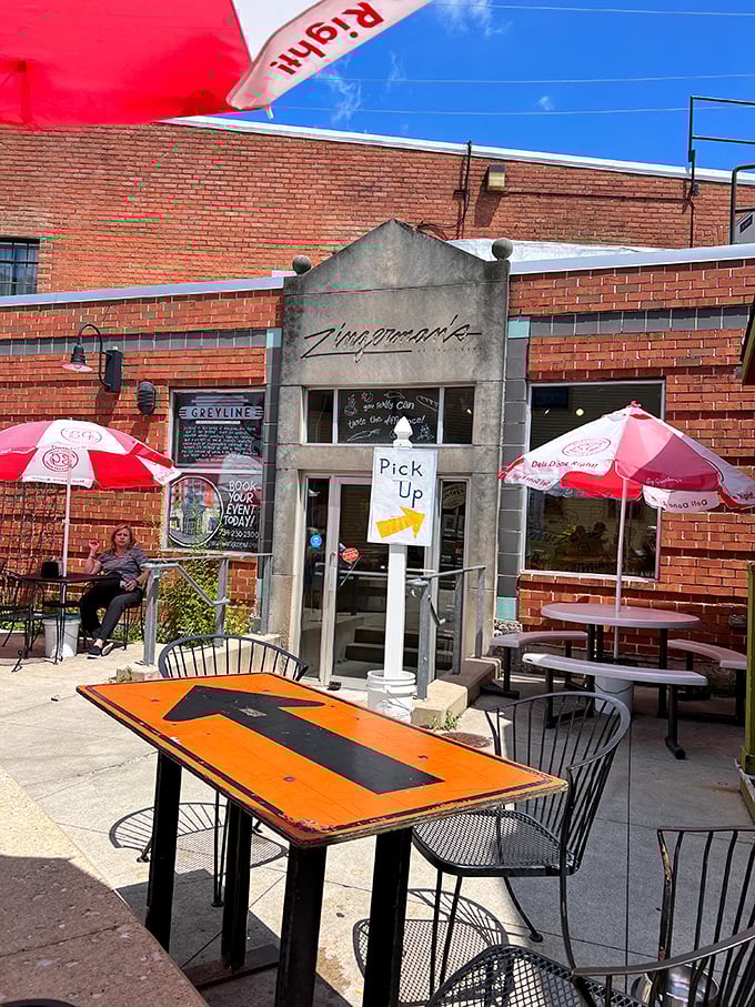 Outdoor seating where summer dreams and sandwich schemes come together under Michigan skies. Some pleasures are meant to be savored alfresco.