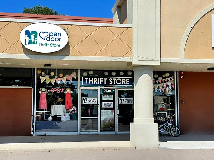 The welcoming storefront with its cheerful bunting invites bargain hunters inside. Your wallet will thank you for accepting the invitation.