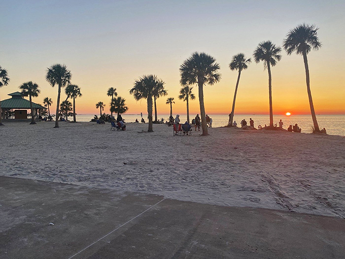 The daily sunset gathering has all the reverence of a religious service with none of the dress code. Nature's cathedral welcomes flip-flops and sandy feet.