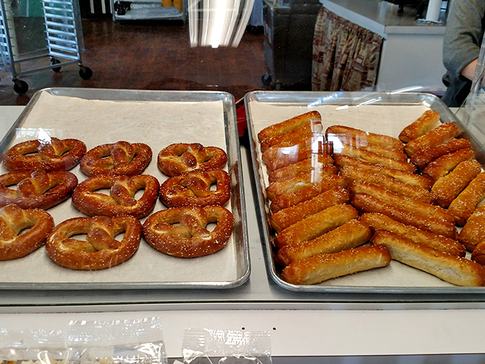 Fresh from the oven, these golden beauties await their destiny—to be devoured by pretzel connoisseurs who understand that some traditions are worth preserving.