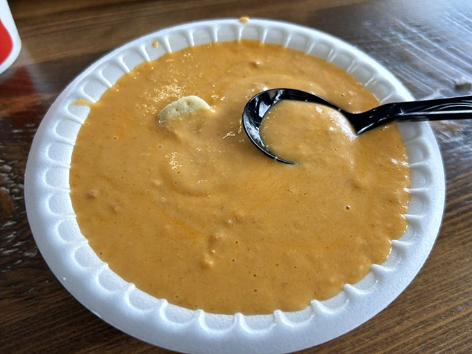 Seafood bisque that warms the soul—creamy, rich, and hiding tender morsels of treasure in each spoonful. Comfort in a bowl.
