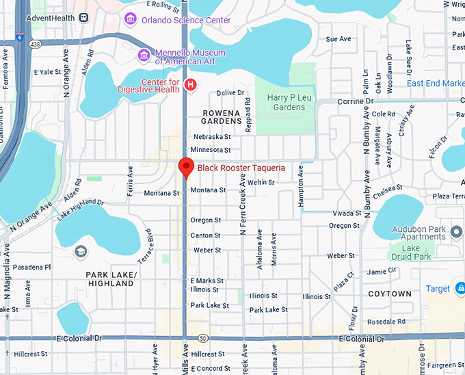 16. black rooster taqueria map